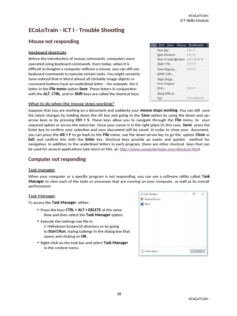 ICT1.9_TroubleShooting | PDF | Icon (Computing) | Keyboard Shortcut