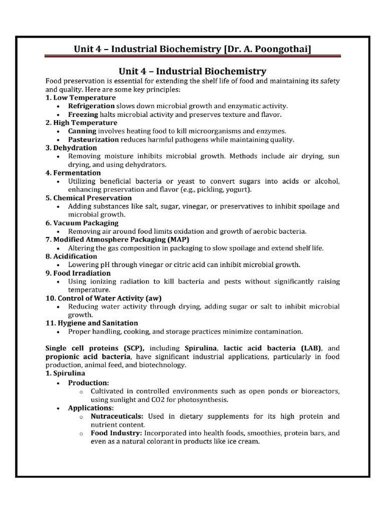 Industrial Biochemistry Notes | PDF