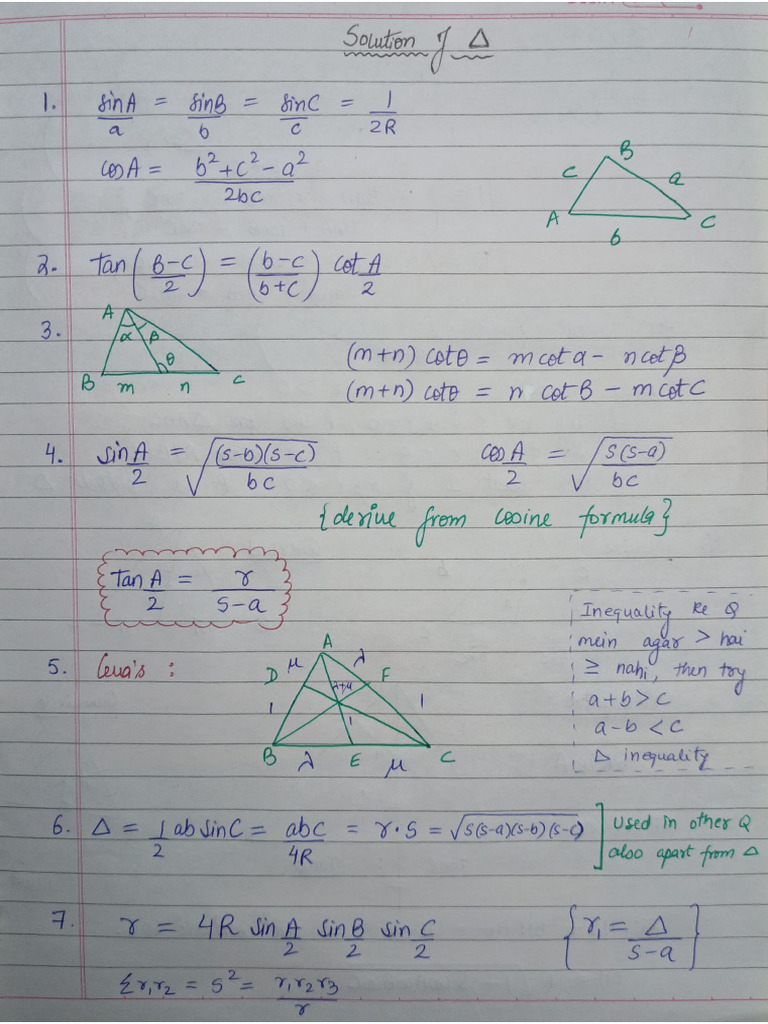 Solution of Triangles | PDF