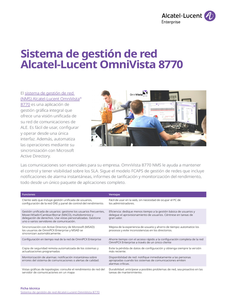 Omnivista 8770 Network Management System Datasheet Es | PDF | Redes de computadoras ...