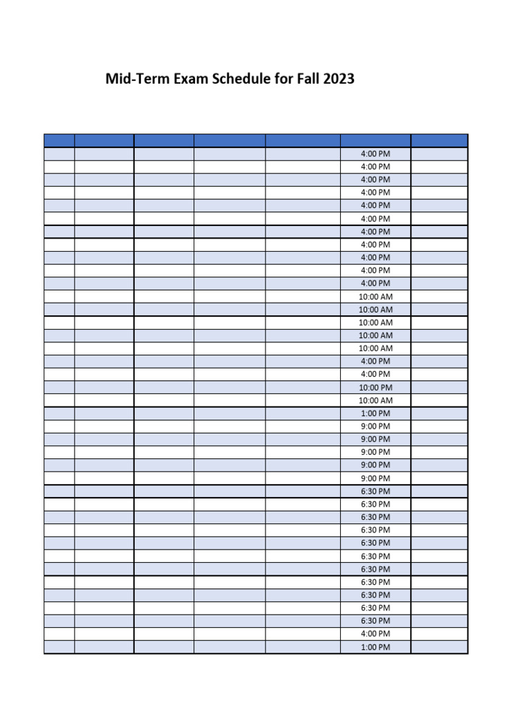 UG Mid Schedule Fall 2023 V1 | PDF
