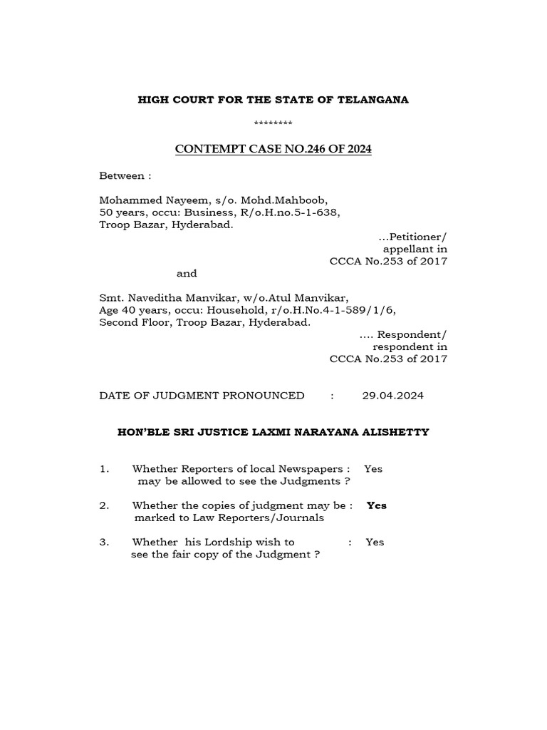 Trying To Alienate The Subject Property | PDF | Contempt Of Court ...