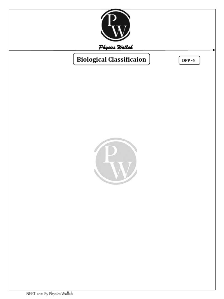 Biological Classification - Practice Sheet 04 | PDF | Cell (Biology ...