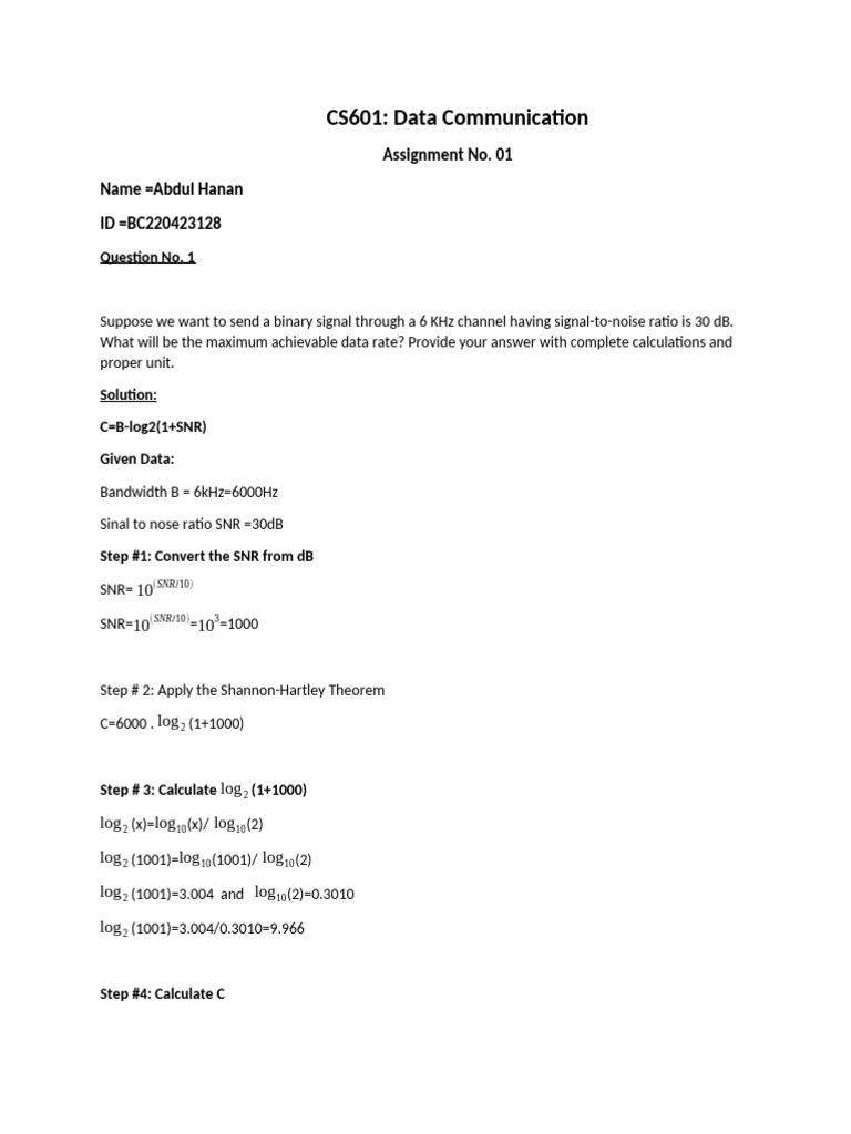 CS601 Assignment #1 | PDF