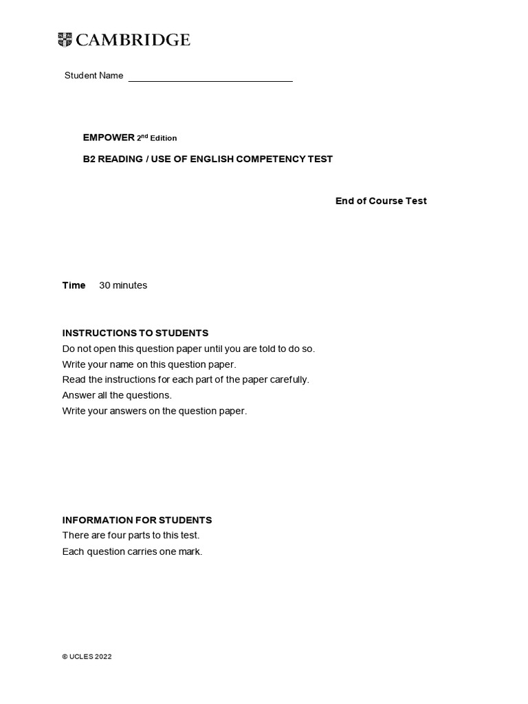 B2 Reading Competency Test Overview | PDF | Coins | Money