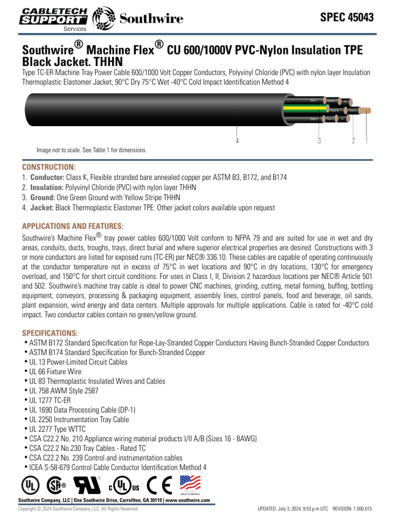Southwire Spec45043 | PDF | Materials | Building Engineering