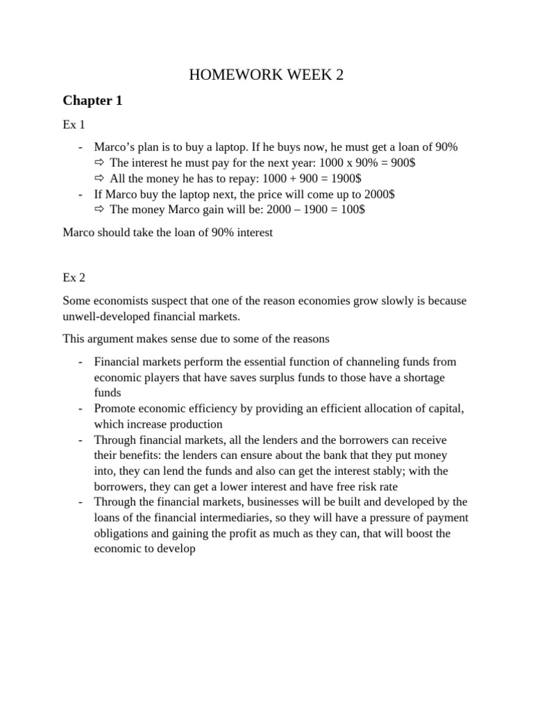 Homework Week 2 | PDF | Loans | Interest