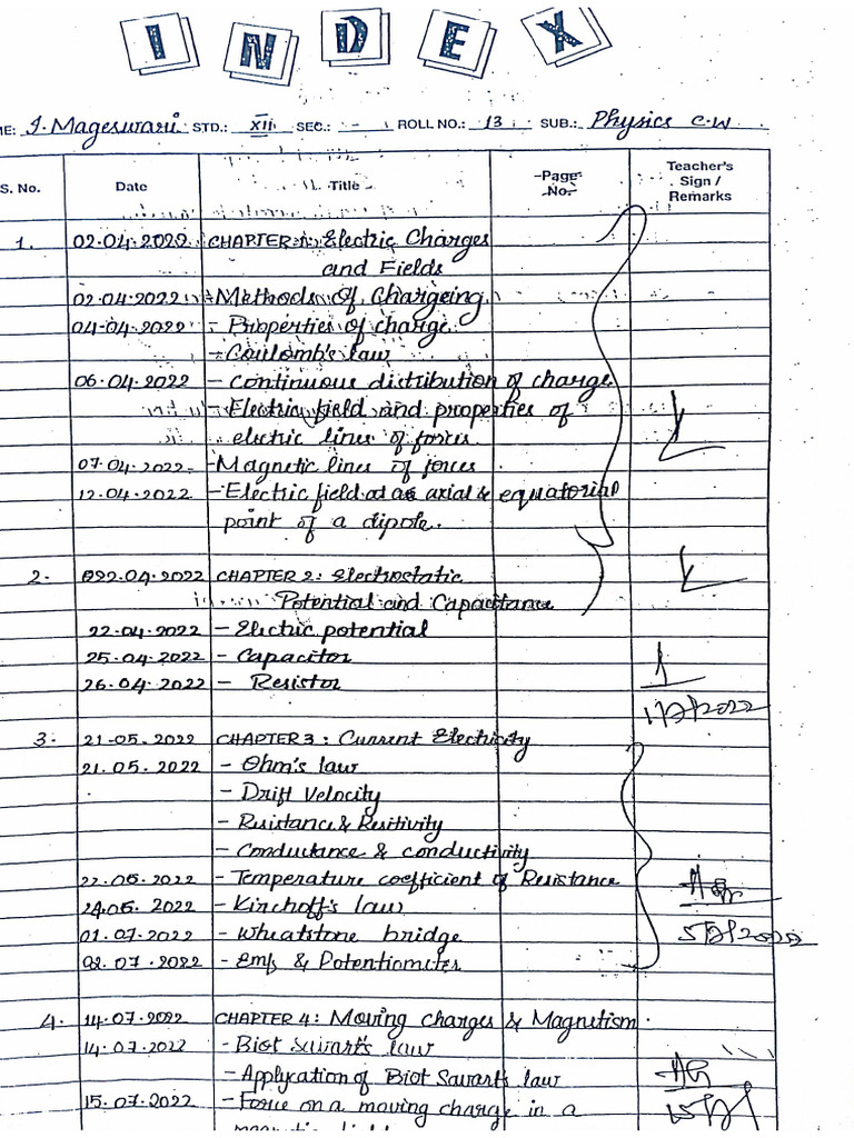 Physics Class Notes For EVERY CHAPTER CBSE Class 12 | PDF