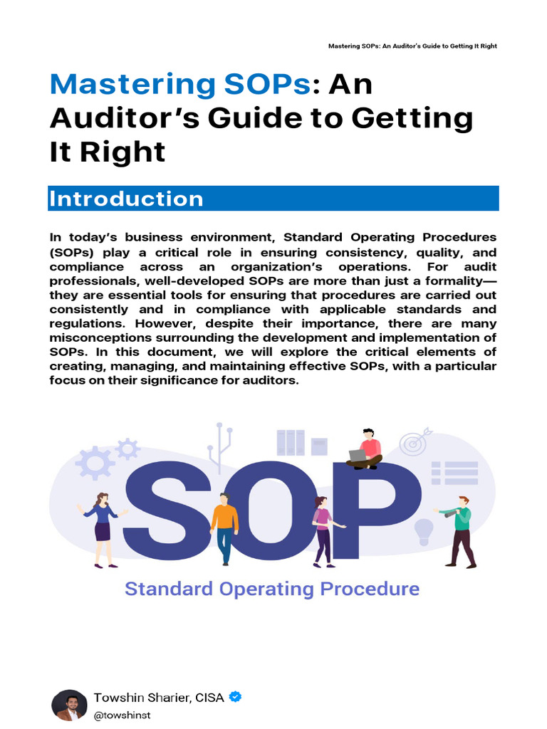 Mastering SOPs An Auditor S Guide To Getting It Right 1731049454 | PDF ...