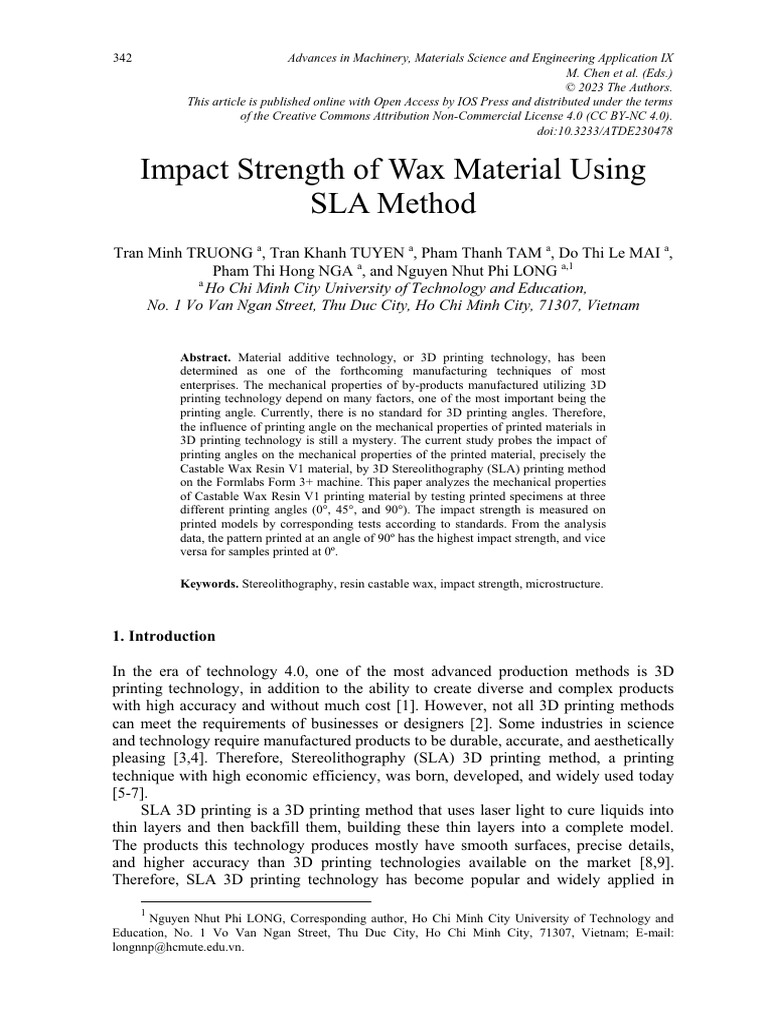 Impact Strength of Wax Material Using SLA Method | PDF | Fracture | 3 D ...