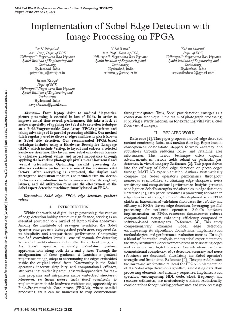 Implementation of Sobel Edge Detection With Image Processing On FPGA | PDF | Field Programmable ...