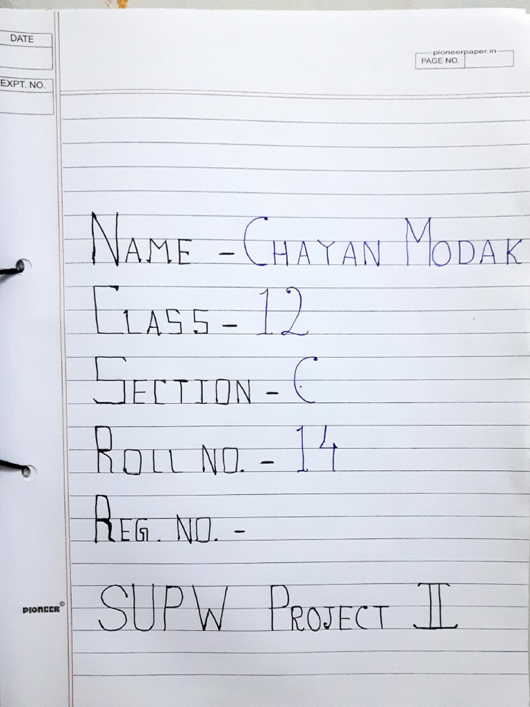 Chayan Modak SUPW Project 2024 ISC Class 12 | PDF