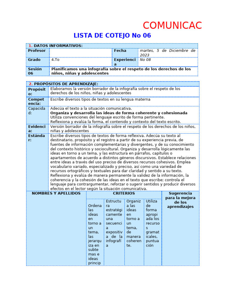 4° Inst. de Eval.-Sesión6-Sema3-Exp. 8 Comu | PDF | Infografia | Cognición
