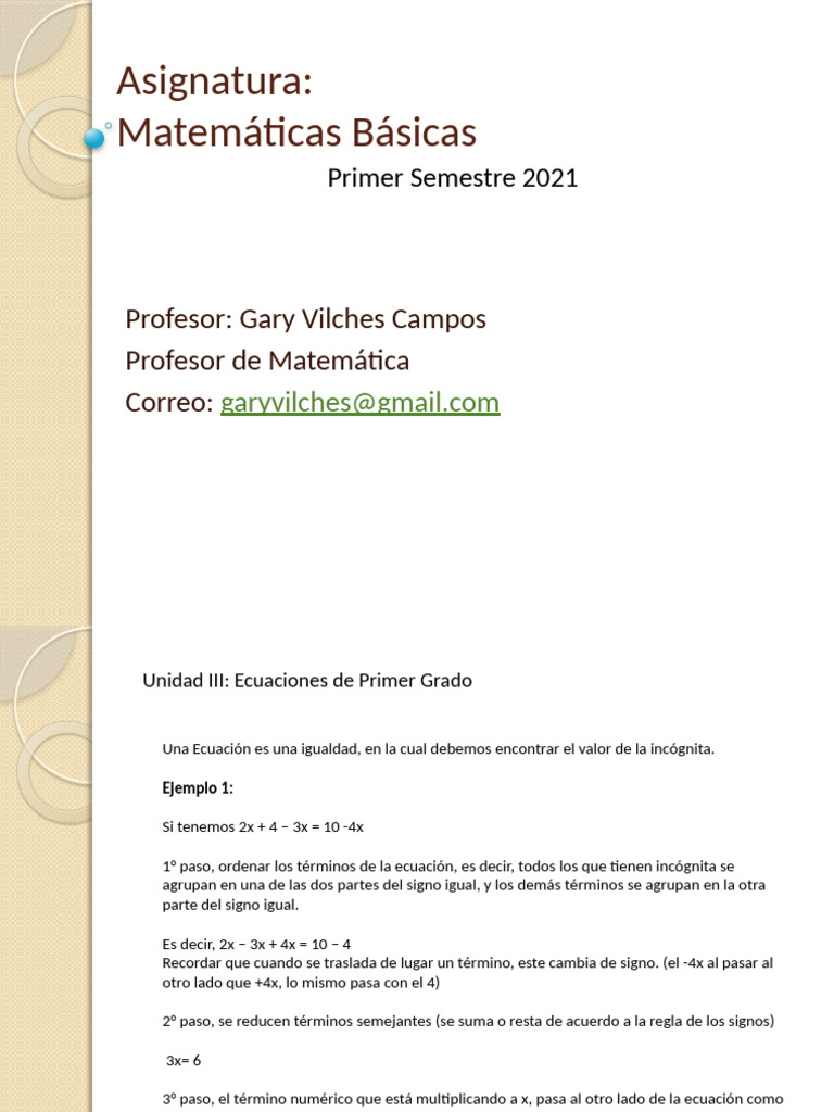 Presentación Matematicas | PDF | Ecuaciones | Álgebra