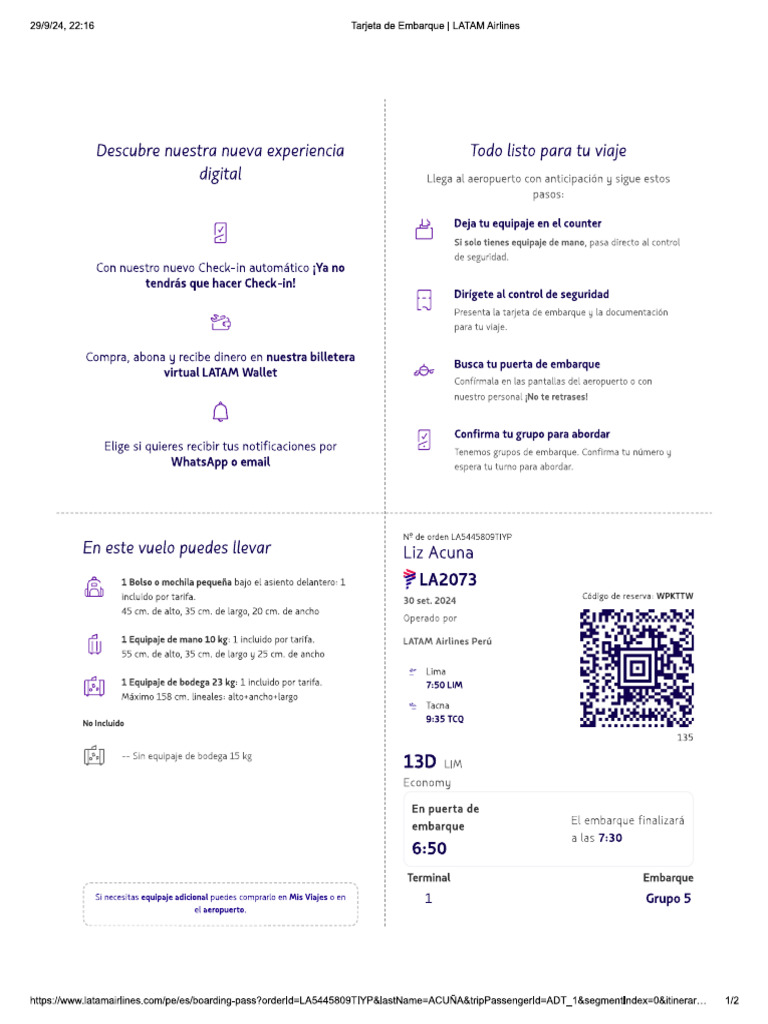 Tarjeta de Pre Embarque | PDF
