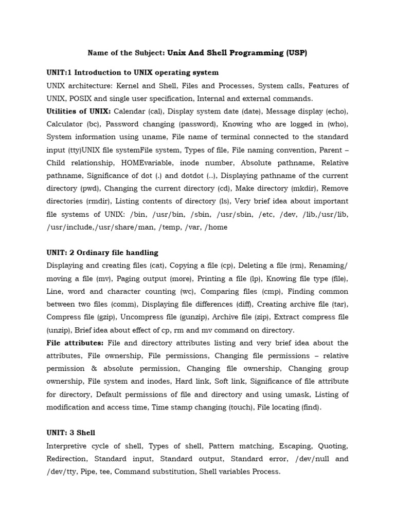 Usp Syllabus | PDF | Computer File | Regular Expression
