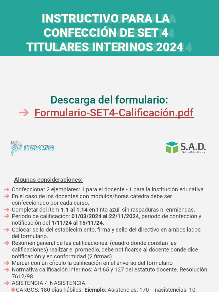 Instructivo SET4 Interinos | PDF