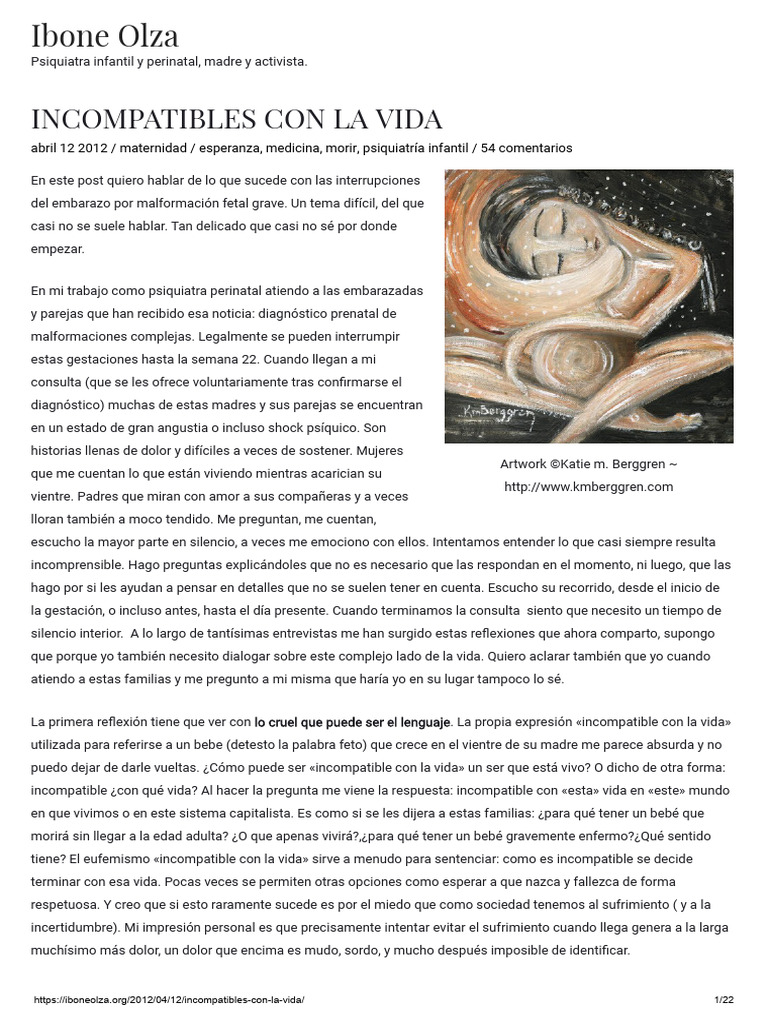 Incompatibles Con La Vida - Ibone Olza | PDF | Invalidez | El embarazo