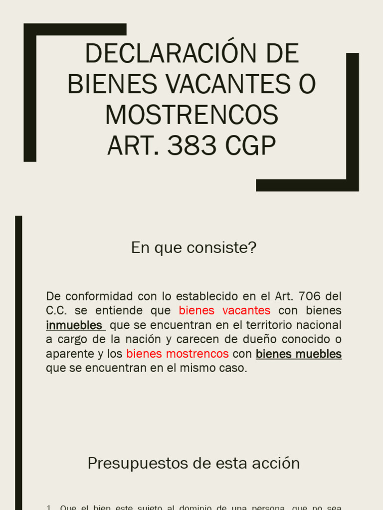 Bienes Vacantes y Mostrencos | PDF