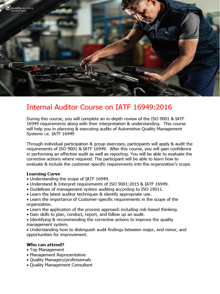 IATF 16949 Internal Auditor Course | PDF | Business
