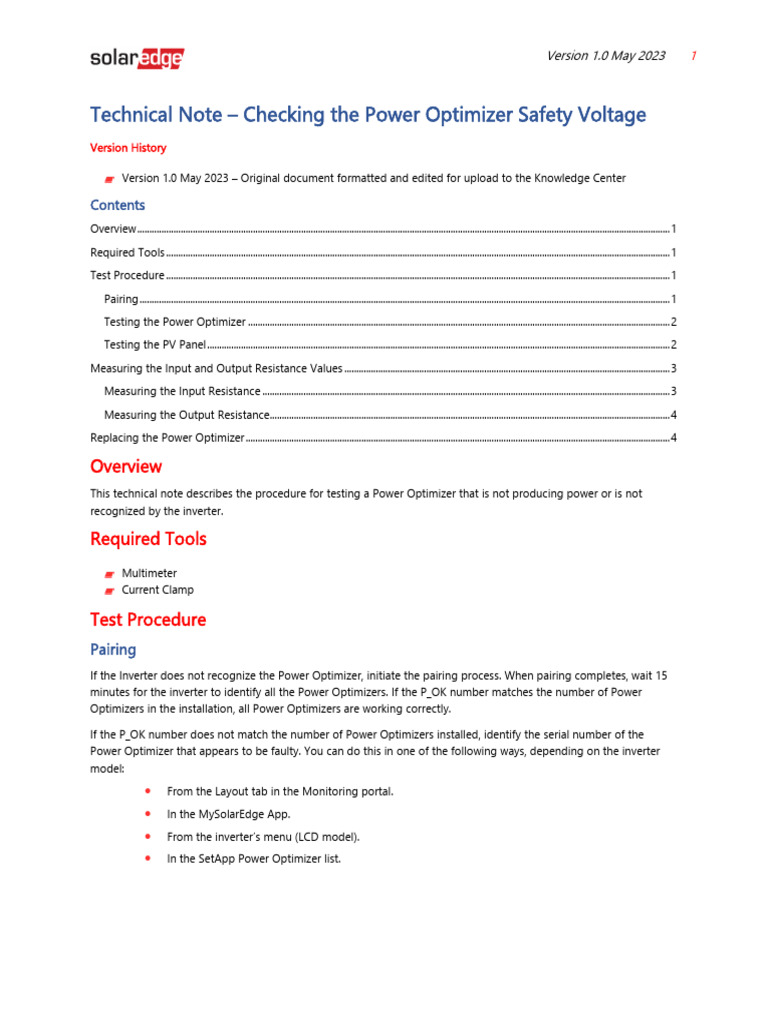 Power Optimizer Safety Voltage Check | PDF | Electronic Engineering ...