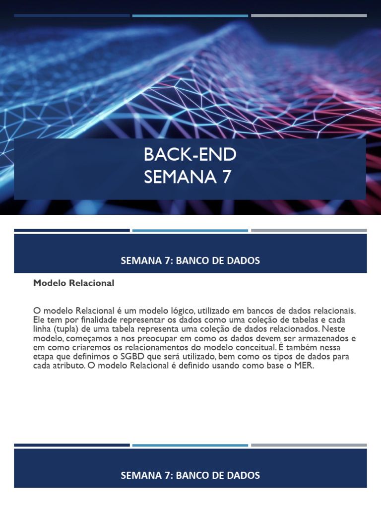 Projeto Backend-Aula07.1 | PDF | SQL | Modelo relacional