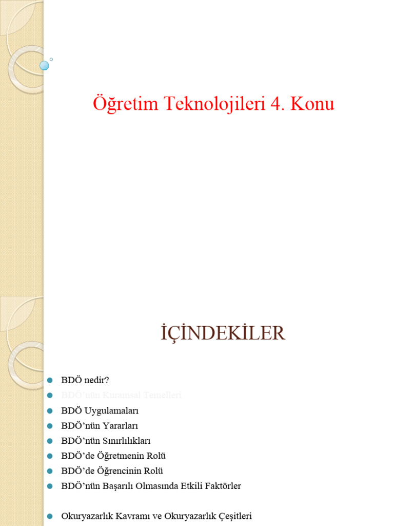 Öğretim Teknolojileri 4. Konu | PDF