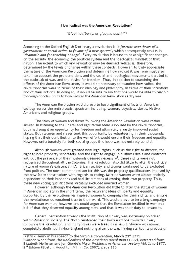 Radical Impact of the American Revolution | PDF | American Revolution ...
