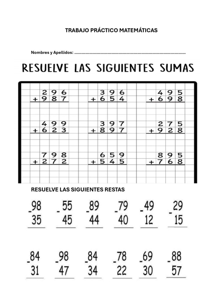 Trabajo Práctico Mat. 2do B | PDF