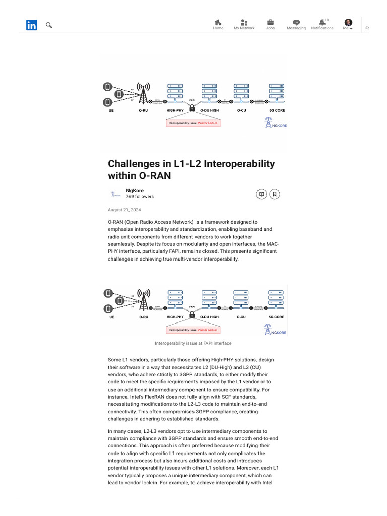Challenges in L1-L2 Interoperability Within O-RAN - LinkedIn | PDF | Interoperability | Software ...