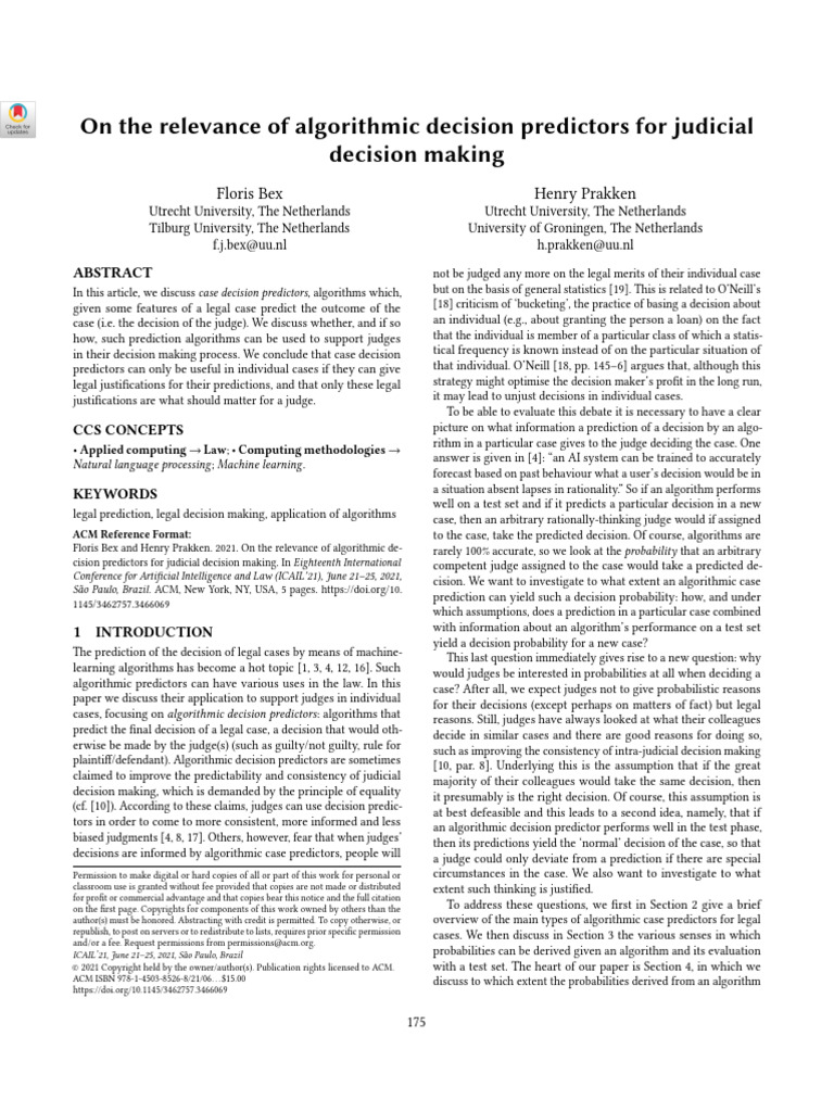 AI predict judge decisions | PDF | Machine Learning | Prediction