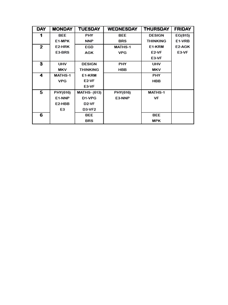 Gec Time Table | PDF