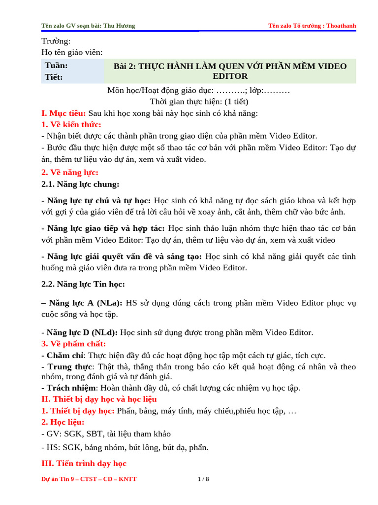 Tin 9 Cd E4 Bai 2 Thuc Hanh Lam Quen Voi Phan Mem Video Editor Pdf