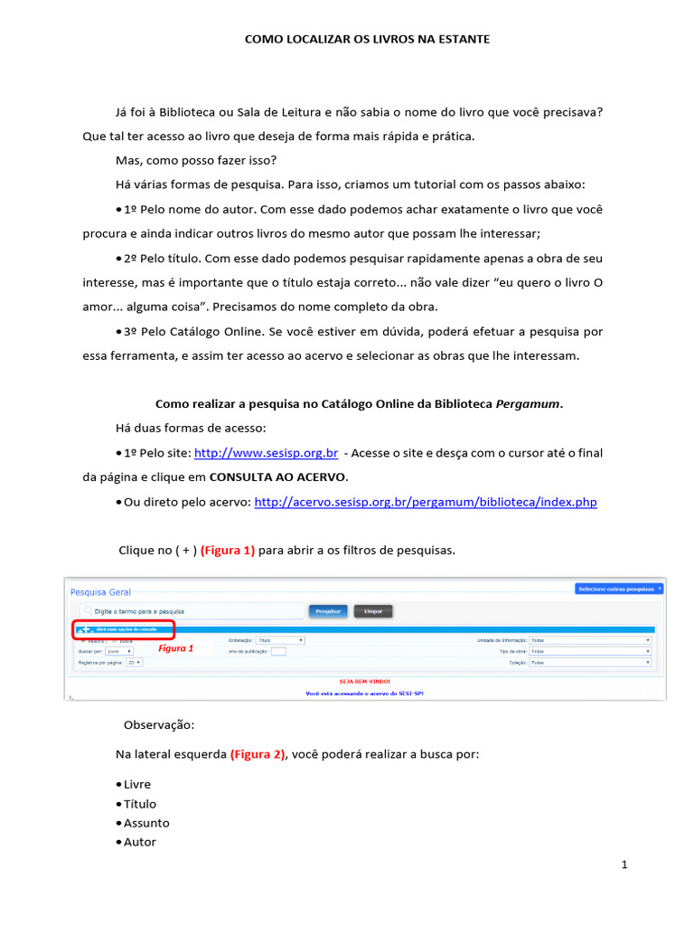 Tutorial Consulta Biblioteca Online Pergamun | PDF | Bibliotecas | Livros