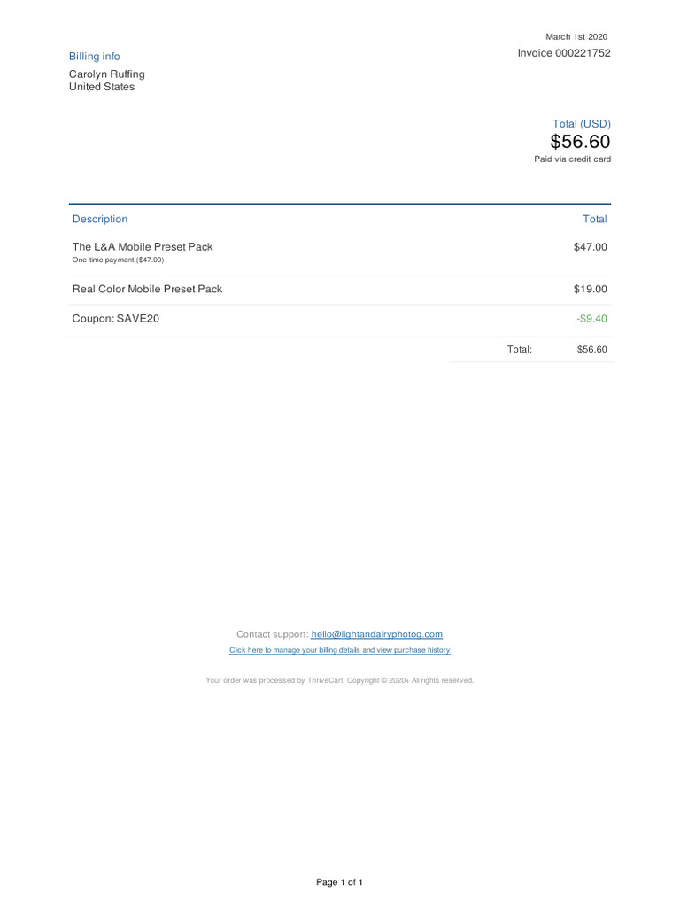 The Light & Amp Airy Photographer LLC - Invoice 000221752 | PDF