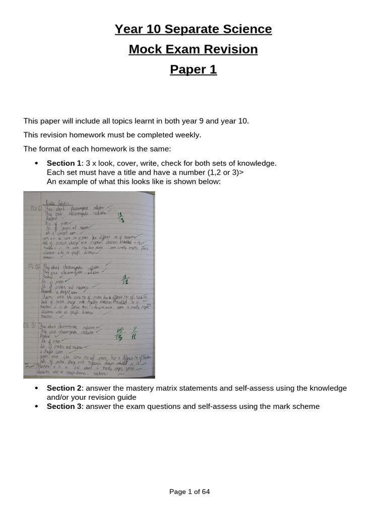 Year 10 Revision Homework Booklet SEPARATE SCIENCE | PDF | Digestion ...