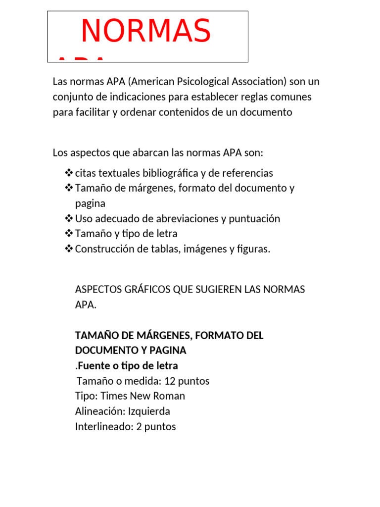 Normas APA: Tamaño de Márgenes, Formato Del Documento Y Pagina Fuente o ...