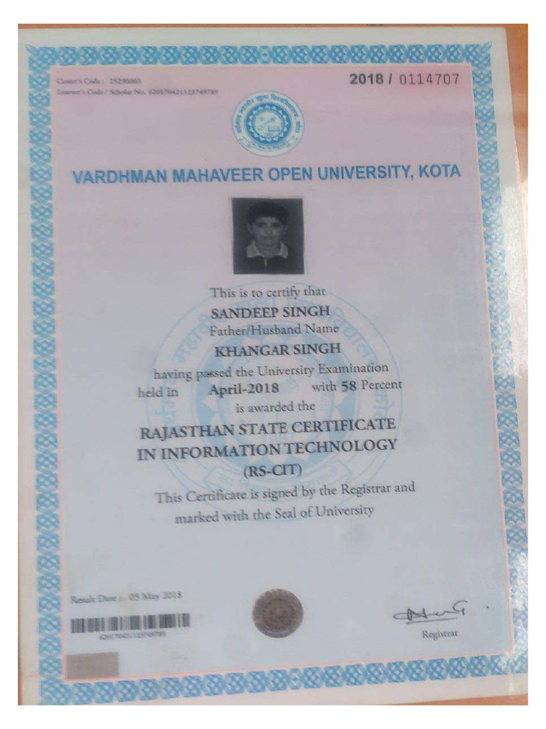 RS-CIT Certificate | PDF