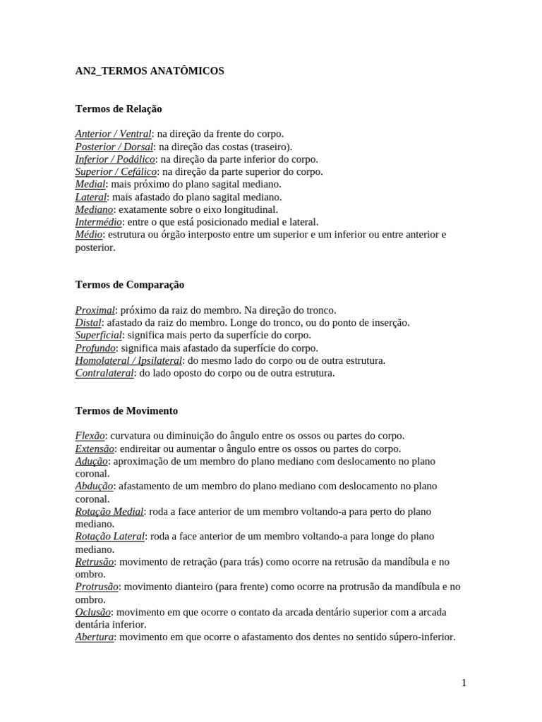 AN4_Termos Anatomicos | PDF | Pélvis | Movimentos anatômicos