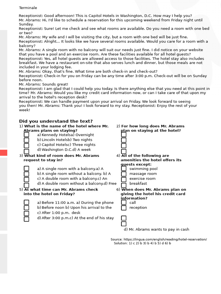 Terminale | PDF | Hotel