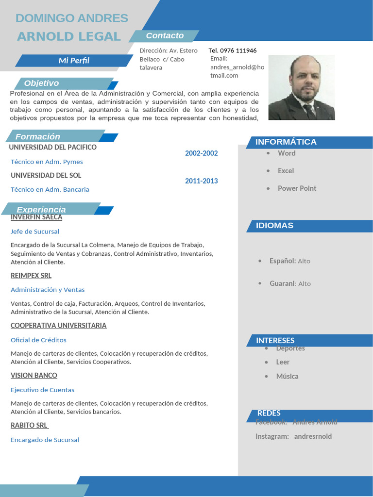 Curriculum Andres Arnold | PDF | Negocios económicos | Economias