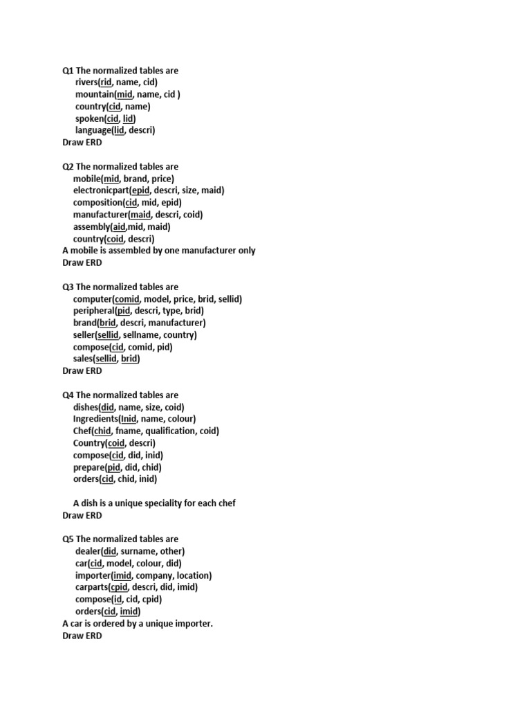 ERD Design for Normalized Tables | PDF