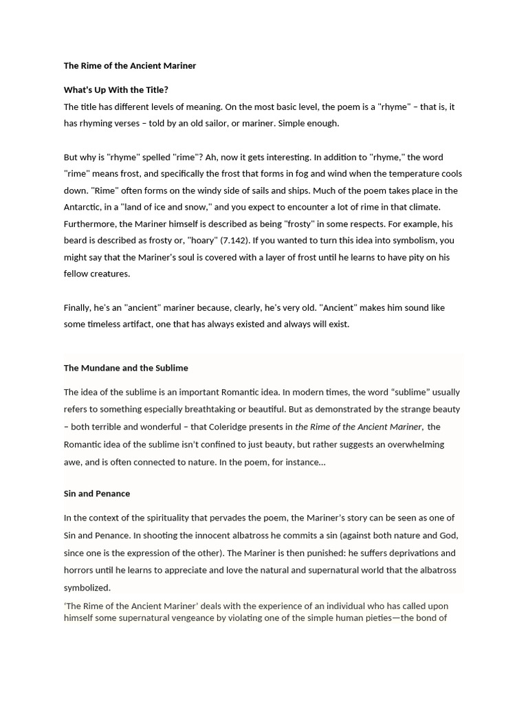 The Rime of The Ancient Mariner Ref. Notes | PDF