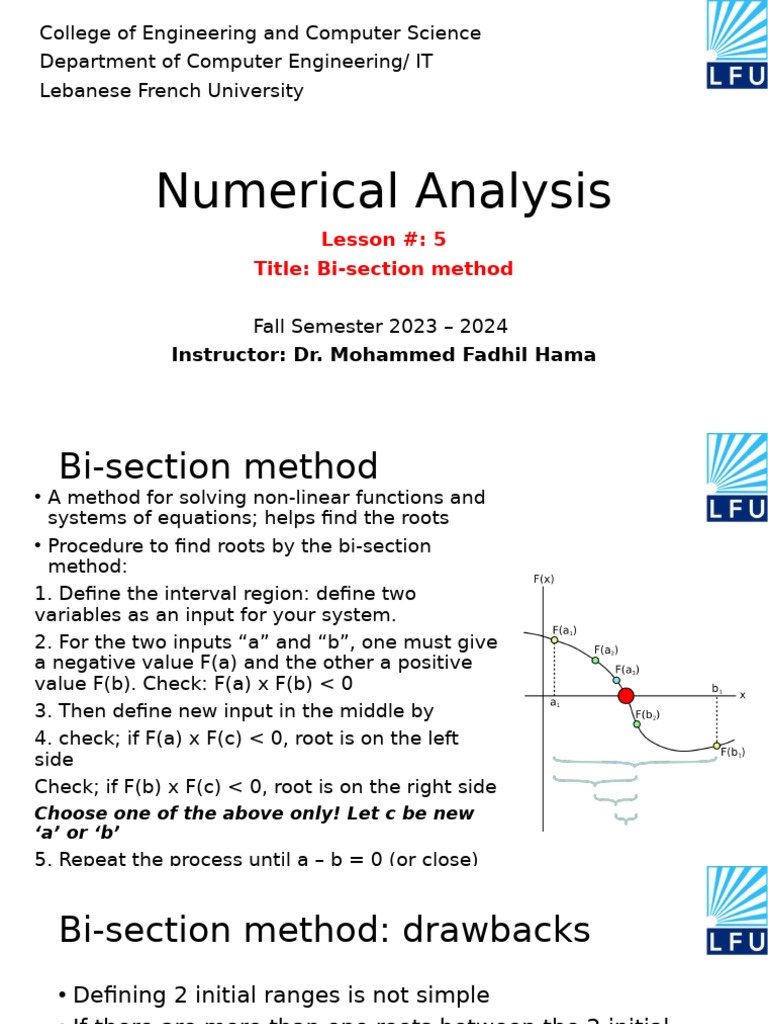 Bi-section Method for Engineers | PDF | Numerical Analysis | Mathematics Of Computing