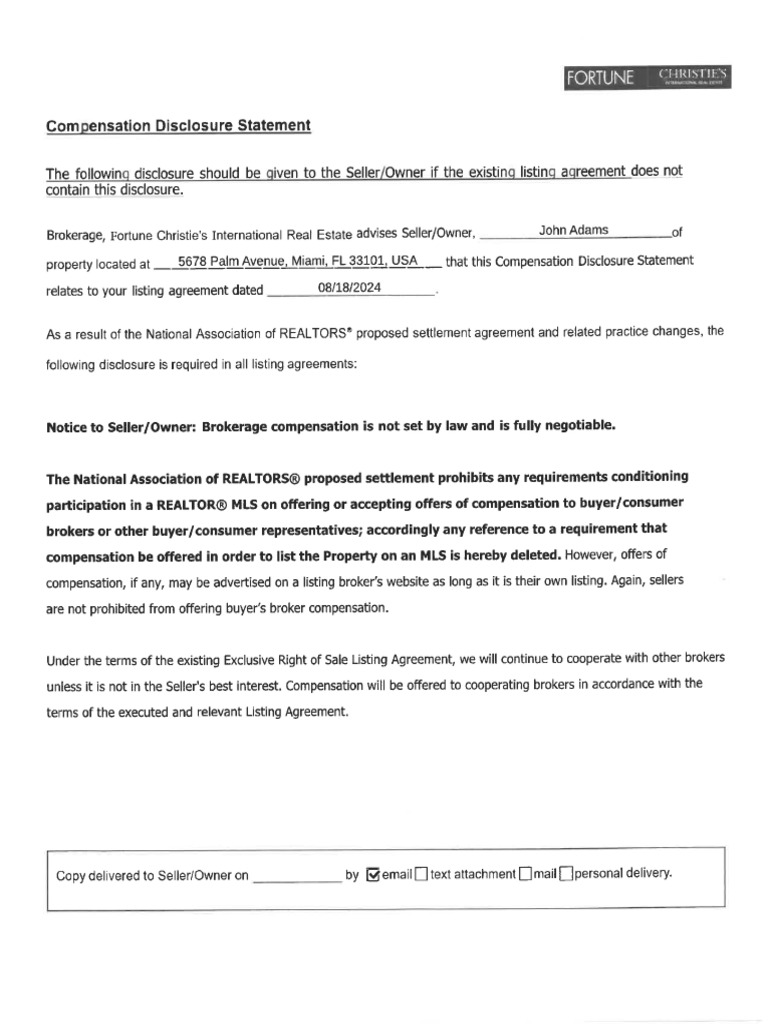 Compensation Disclosure Statement | PDF