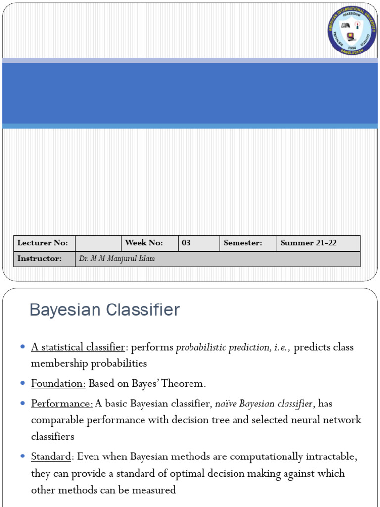 L3 (Week3) Bayesian Classifier | PDF | Bayesian Inference | Statistical Classification