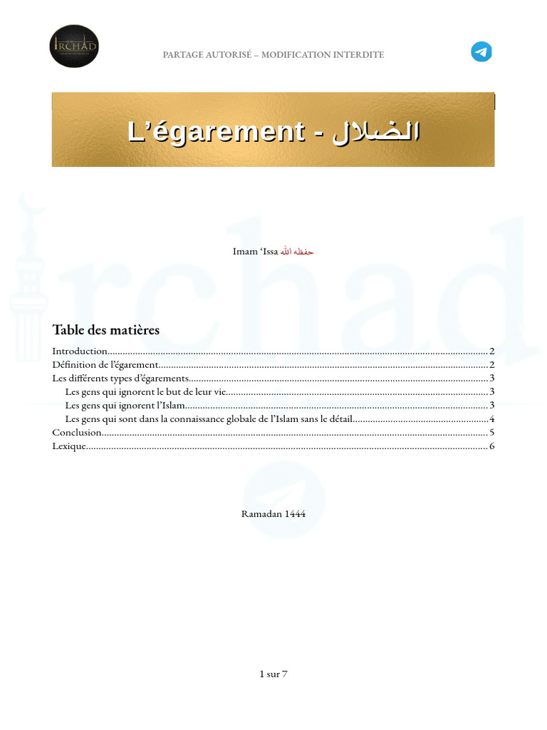 Comprendre l'Égarement en Islam | PDF | Prière | Allah