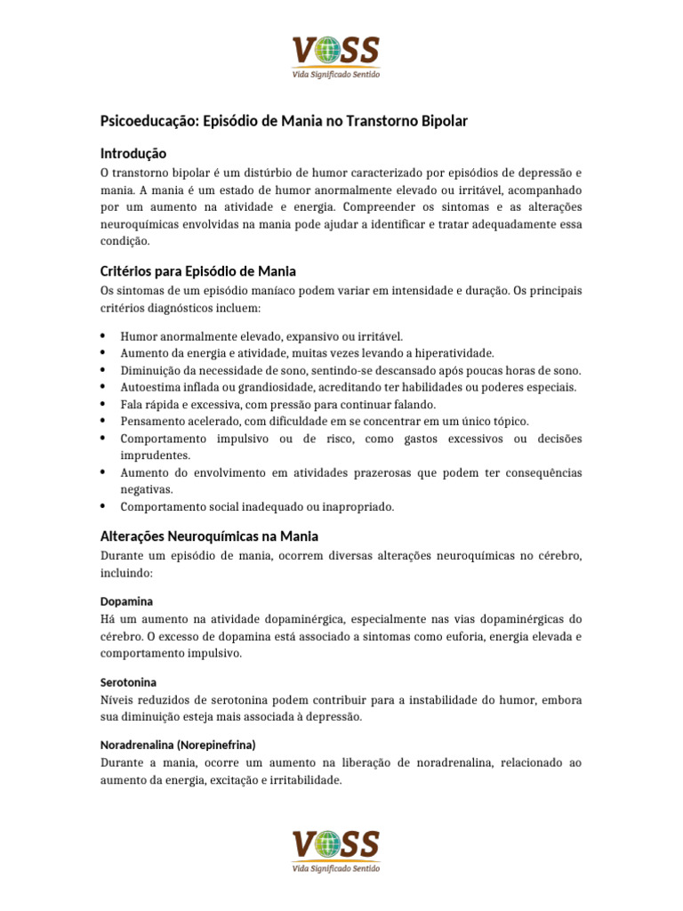 Entendendo a Mania no Transtorno Bipolar | PDF | Mania | Emoções