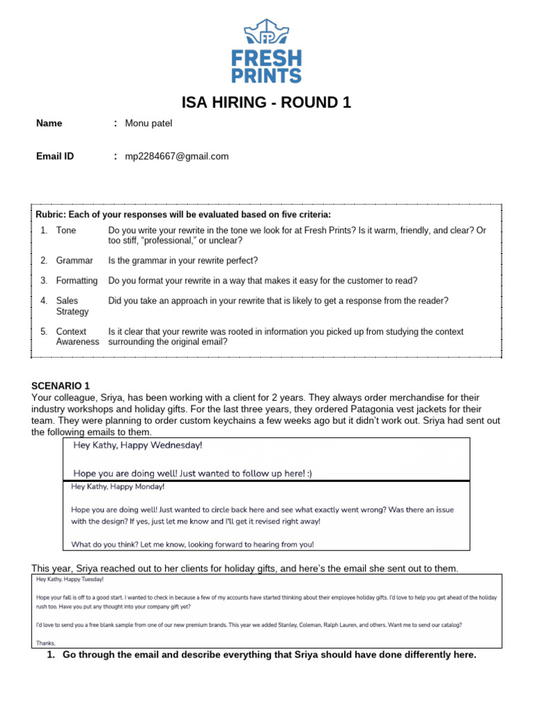 ISA Round 1 | PDF