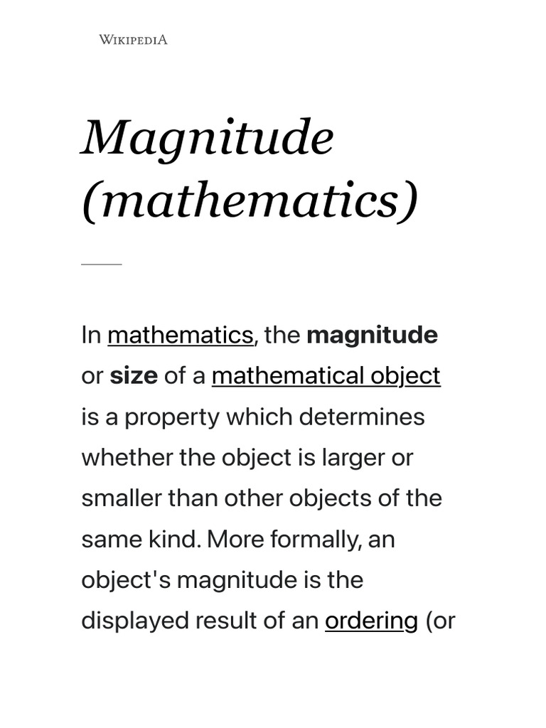 Magnitude (Mathematics) - Wikipedia | PDF | Norm (Mathematics ...